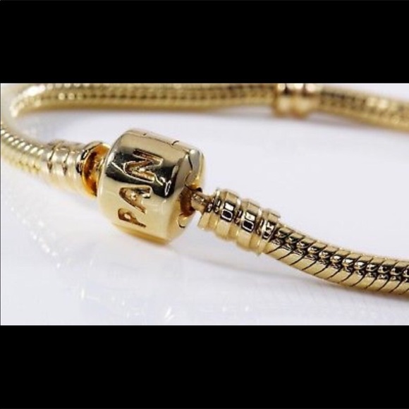 Pandora | Jewelry | Authentic Pandora 4k Gold Snake Bracelet 18cm ...
